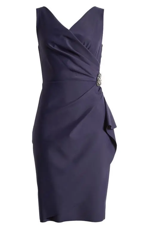 Alex Evenings Contour Collection Side Ruched Cocktail Dress - Navy