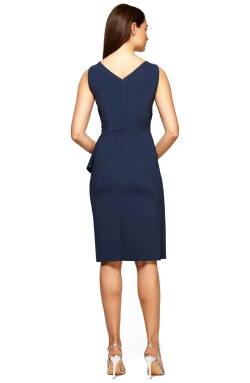 Alex Evenings Contour Collection Side Ruched Cocktail Dress - Navy