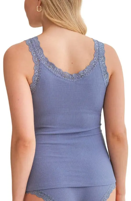 Fleur't Iconic Lace Trim Camisole - Denim Waffle