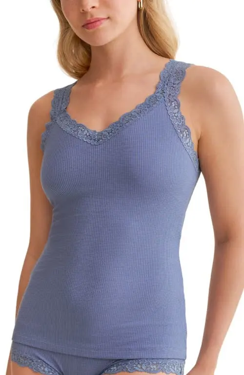 Fleur't Iconic Lace Trim Camisole - Denim Waffle