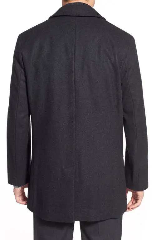 Cole Haan Wool-blend Topcoat With Inset Knit Bib