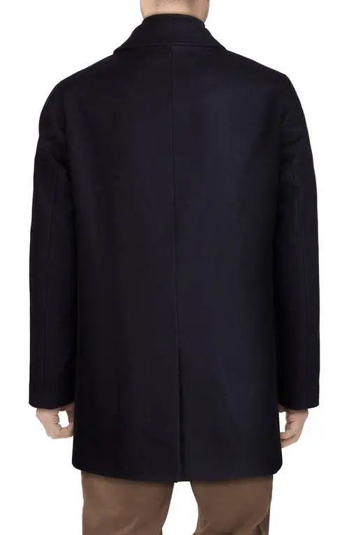 Cole Haan Wool-blend Topcoat With Inset Knit Bib