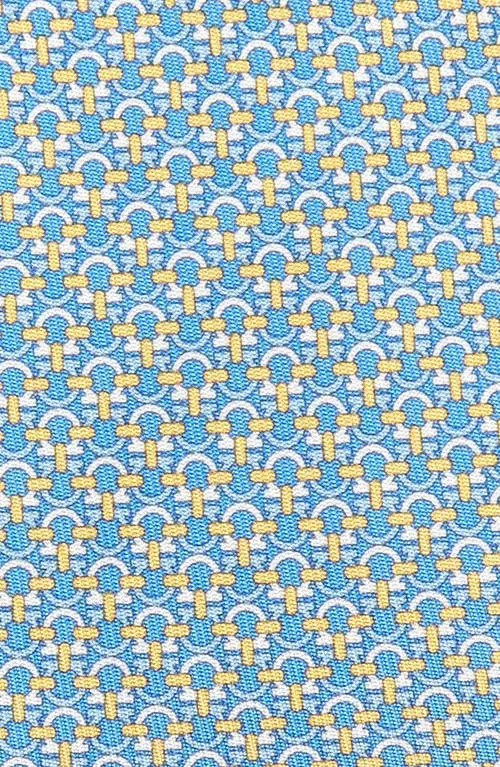FERRAGAMO Gancini Pattern Silk Tie - Royal/ Giallo