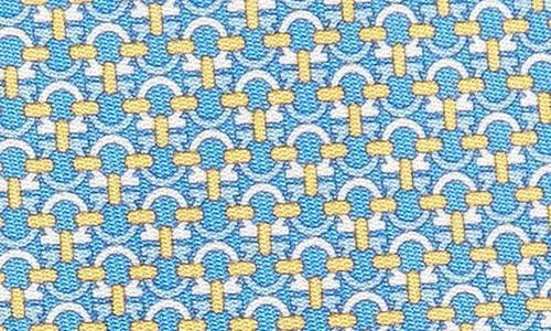 FERRAGAMO Gancini Pattern Silk Tie - Royal/ Giallo