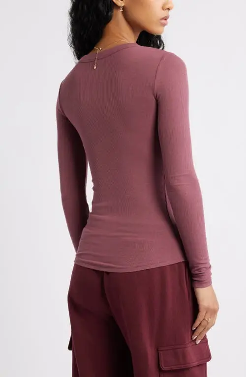 Bp. Ribbed Long-sleeve T-shirt - Burgundy Shade