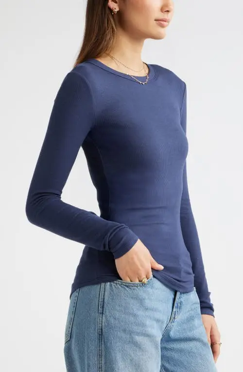 Bp. Ribbed Long-sleeve T-shirt - Navy Indigo