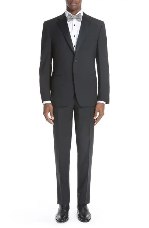 Canali Classic Fit Wool & Mohair Tuxedo - Black