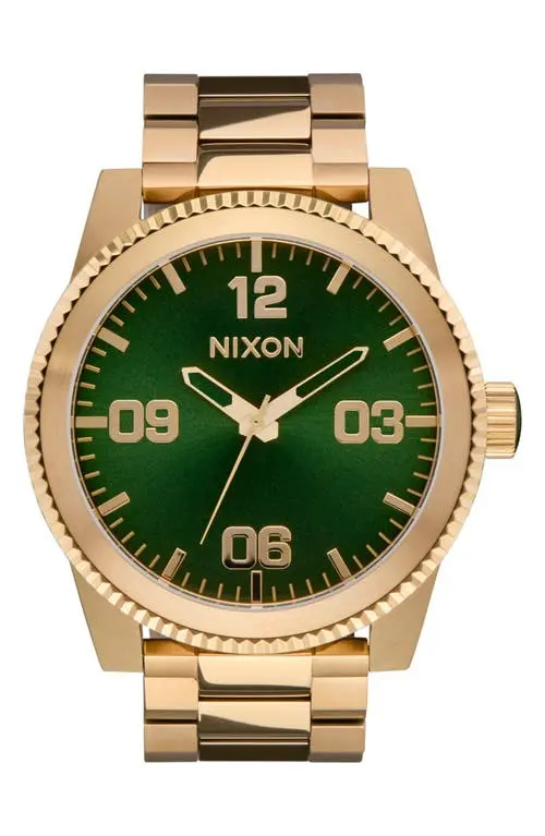 Nixon The Corporal Bracelet Watch - All Gold/green Sunray