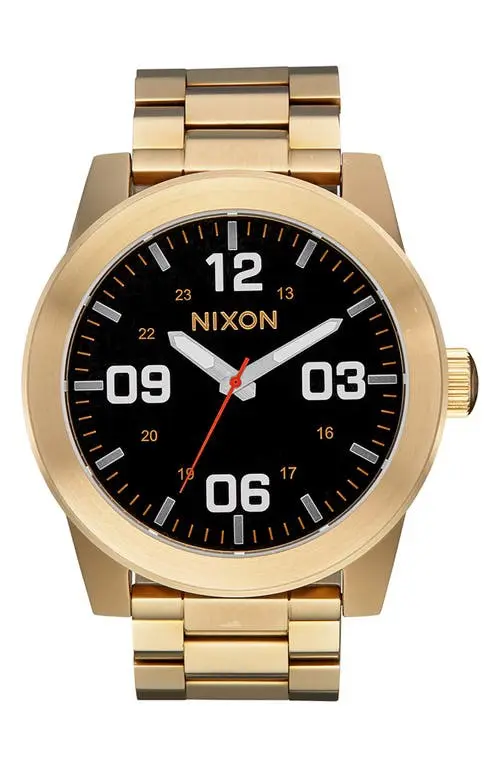 Nixon The Corporal Bracelet Watch - Yellow Gold/black
