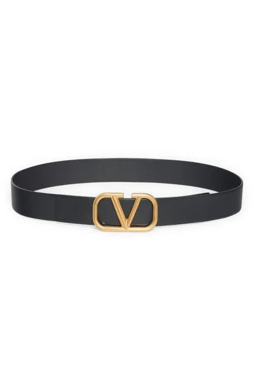 Valentino Garavani Vlogo Buckle Leather Belt