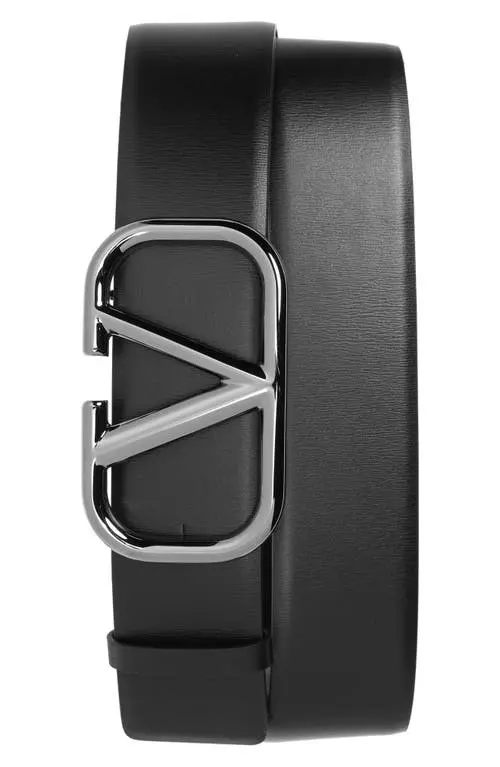 Valentino Garavani Vlogo Buckle Leather Belt - Nero