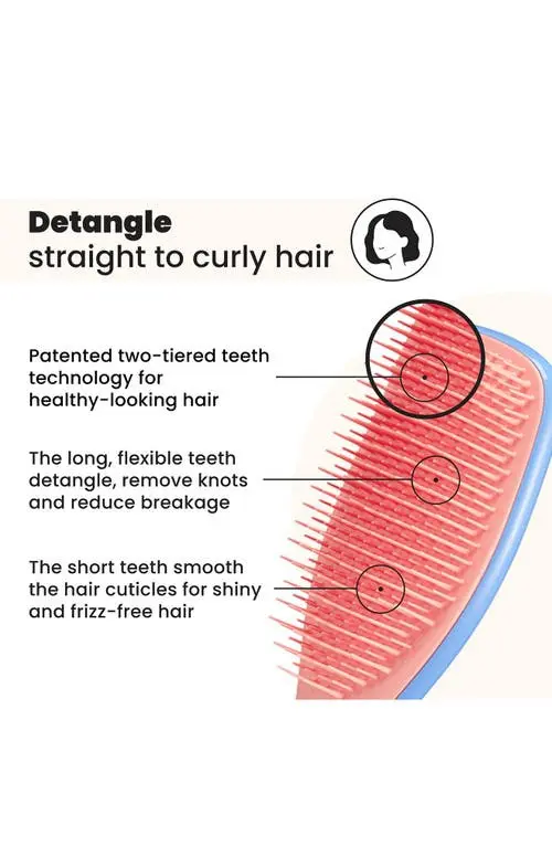 TANGLE TEEZER Ultimate Detangler Hairbrushstraight To Wavy - Blue/peach