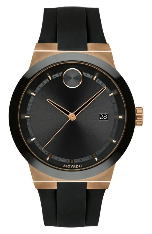 Movado Fusion Silicone Strap Watch - Black Dial