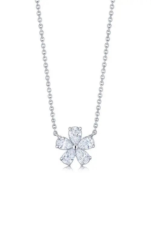 Kwiat Floral Cluster Diamond Pendant Necklace - White Gold