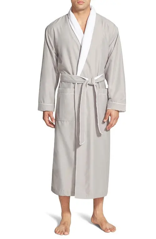 Majestic International Fleece Lined Robe - Dove Grey