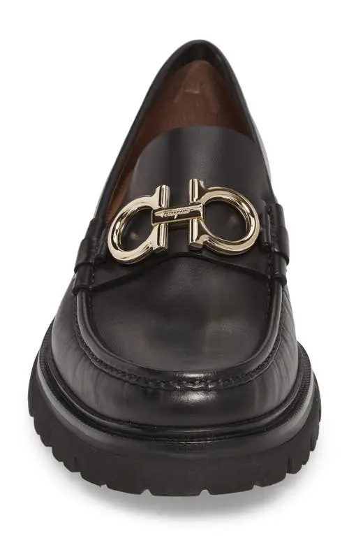 FERRAGAMO Bleecker Reversible Bit Lugged Loafer - Nero Leather