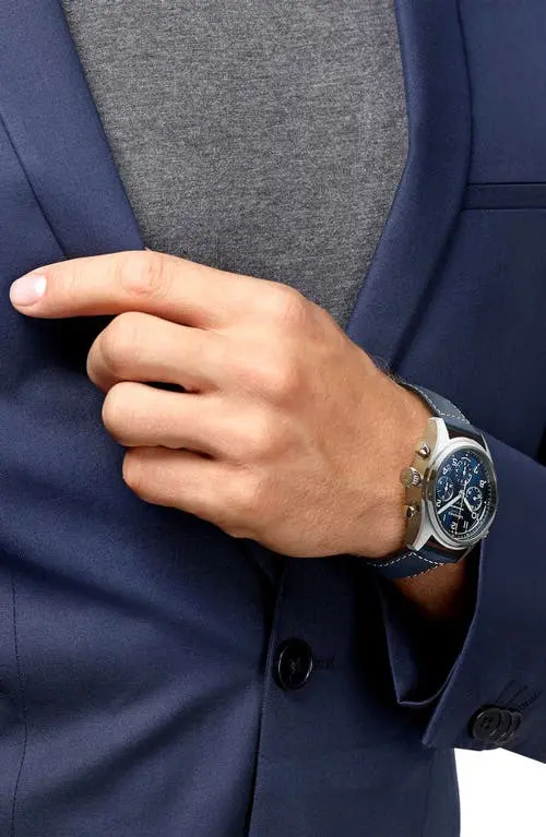 LONGINES Spirit Automatic Chronograph Strap Watch - Blue/silver