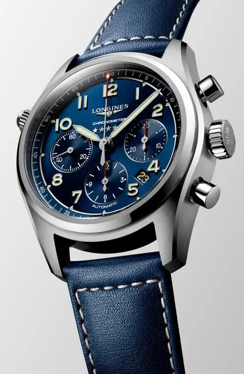 LONGINES Spirit Automatic Chronograph Strap Watch - Blue/silver