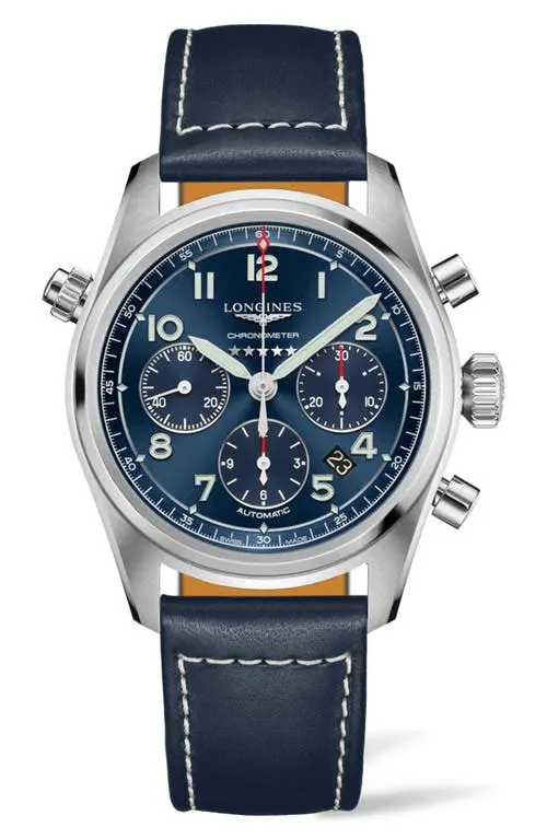 LONGINES Spirit Automatic Chronograph Strap Watch - Blue/silver
