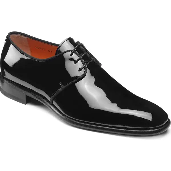 Santoni Isogram Plain Toe Derby - Black-n01