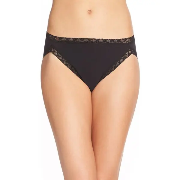 Natori Bliss Cotton French Cut Briefs - Black
