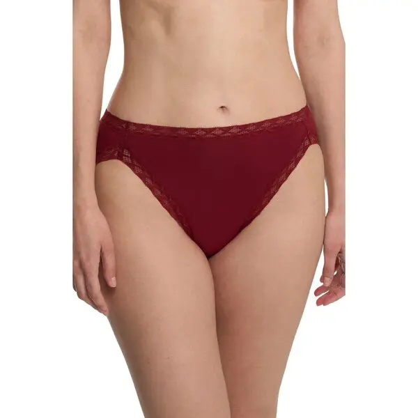 Natori Bliss Cotton French Cut Briefs - Dark Red