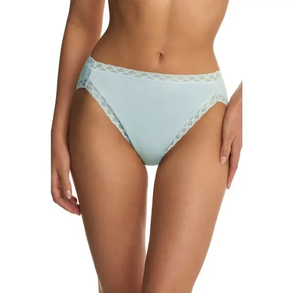 Natori Bliss Cotton French Cut Briefs - Sky Green