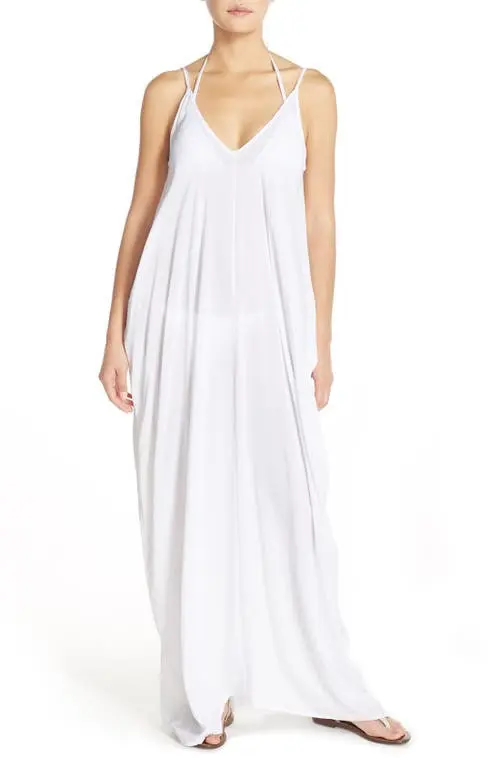 Elan V-back Cover-up Maxi Dress - White