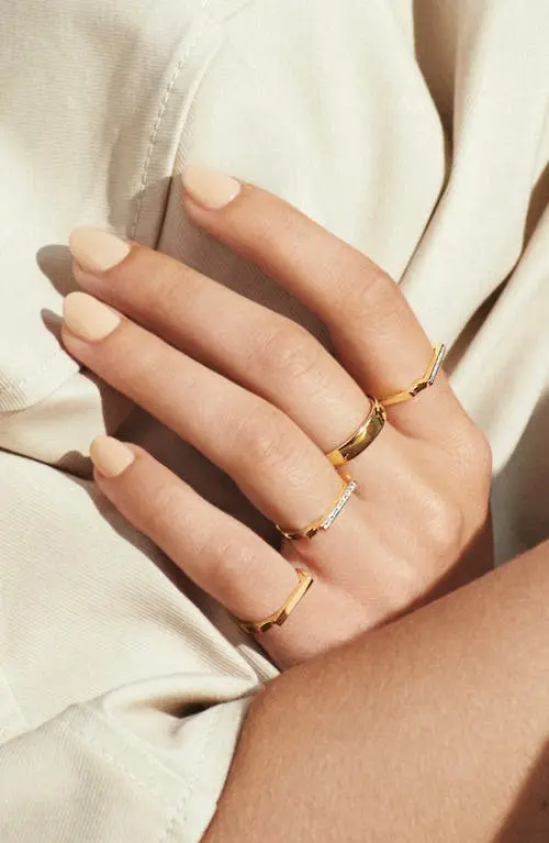 Monica Vinader Signature Thin Diamond Ring - Gold/diamonds
