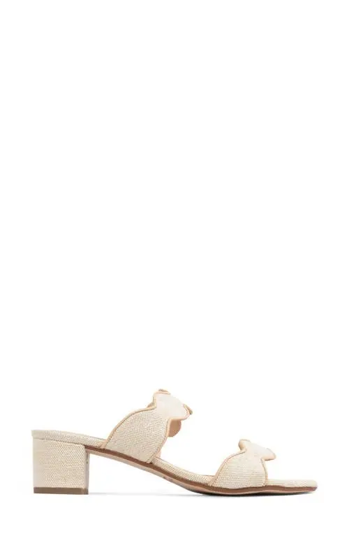 PATRICIA GREEN Palm Beach Scalloped Slides - Natural Linen