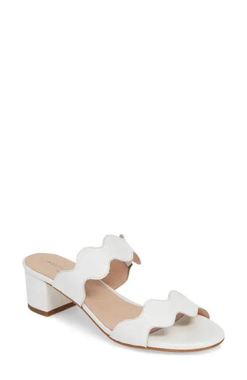 PATRICIA GREEN Palm Beach Scalloped Slide Sandals - White Leather