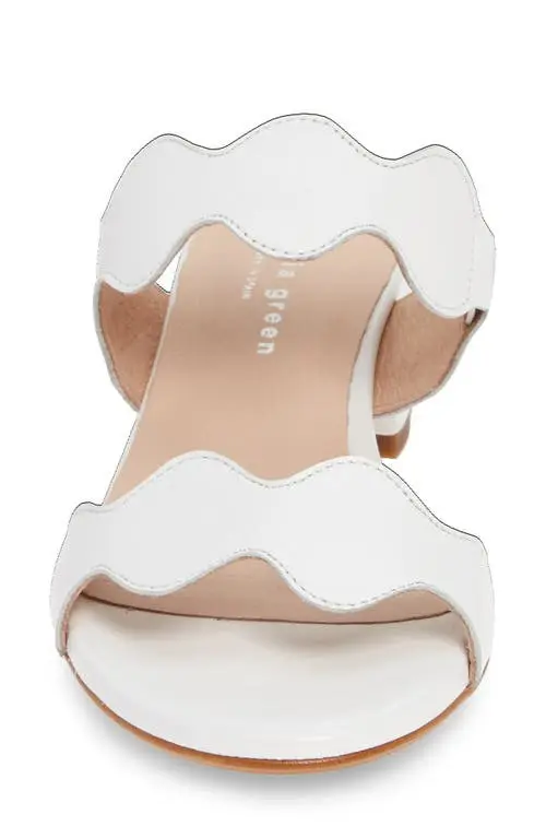 PATRICIA GREEN Palm Beach Scalloped Slide Sandals - White Leather