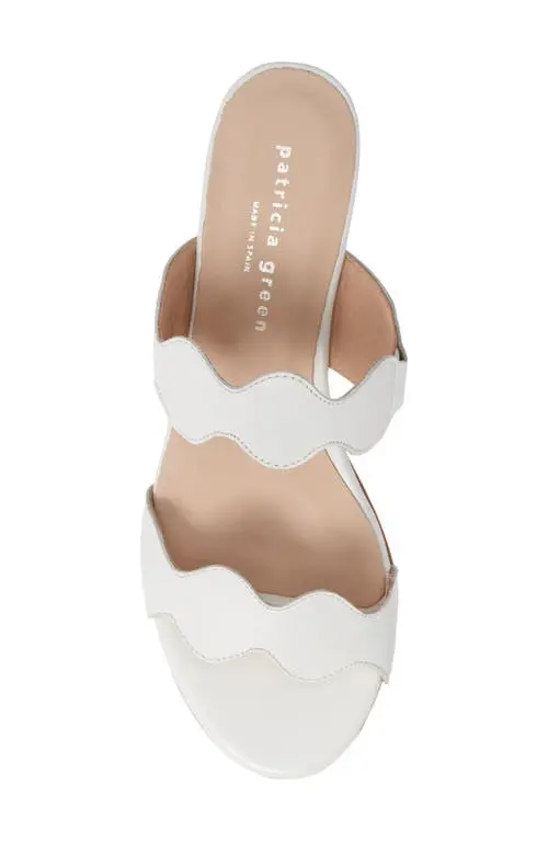 PATRICIA GREEN Palm Beach Scalloped Slide Sandals - White Leather