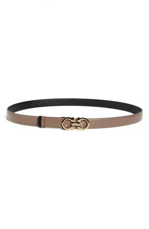 FERRAGAMO Reversible Gancini Leather Belt - Caraway Seed
