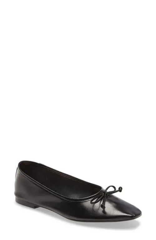 Schutz Arissa Square Toe Ballet Flat - Black Croc