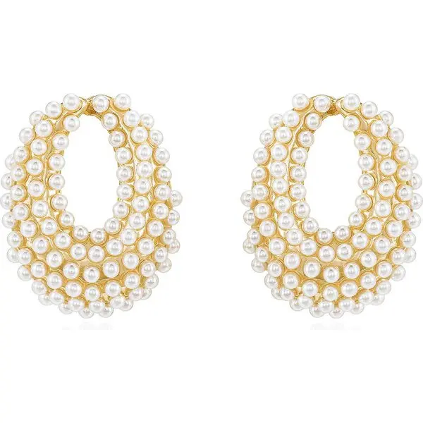 Ettika Imitation Pearl Drop Earrings - Gold