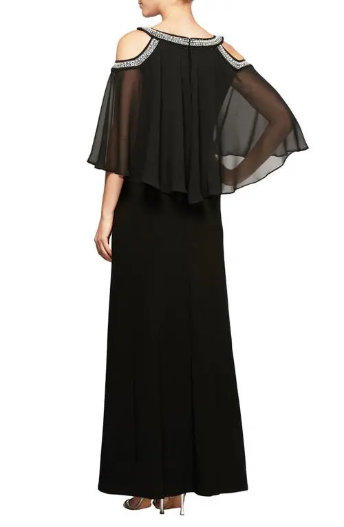 Alex Evenings Embellished Cold Shoulder Gown