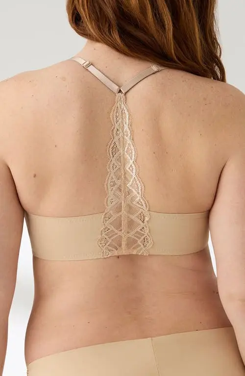 TRUE & CO Triangle Lace Racerback Bralette - Desert