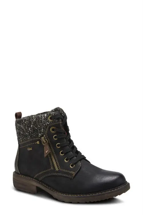 SPRING STEP SHOES Khazera Lace-up Boots - Black Faux Leather