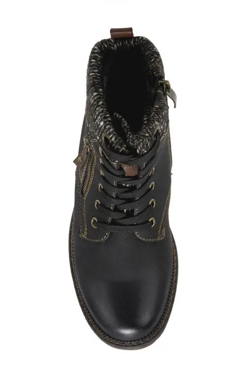 SPRING STEP SHOES Khazera Lace-up Boots - Black Faux Leather