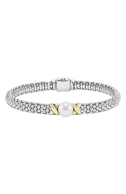 Lagos Luna Pearl Caviar Bracelet - Silver/ Gold/ Pearl