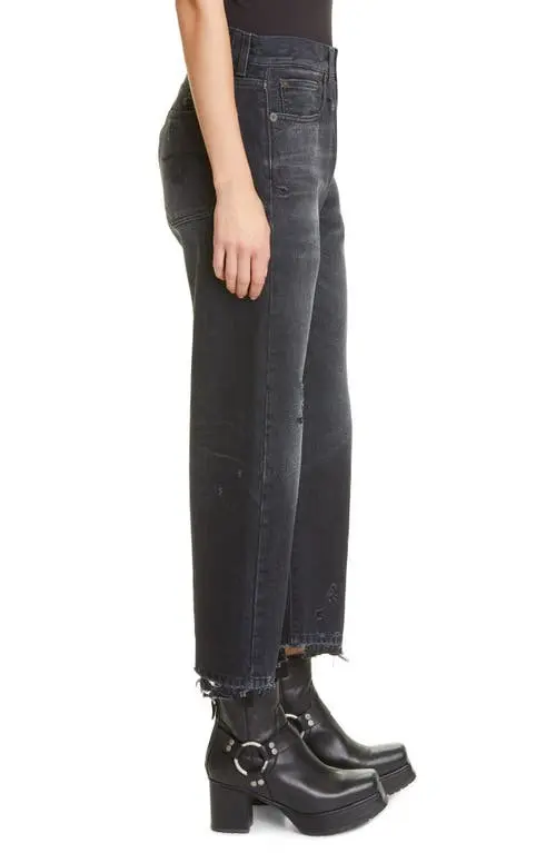 R13 Distressed Boyfriend Jeans - Jake Black
