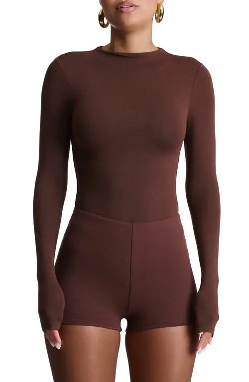 Naked Wardrobe Nw Mockneck Bodysuit - Chocolate