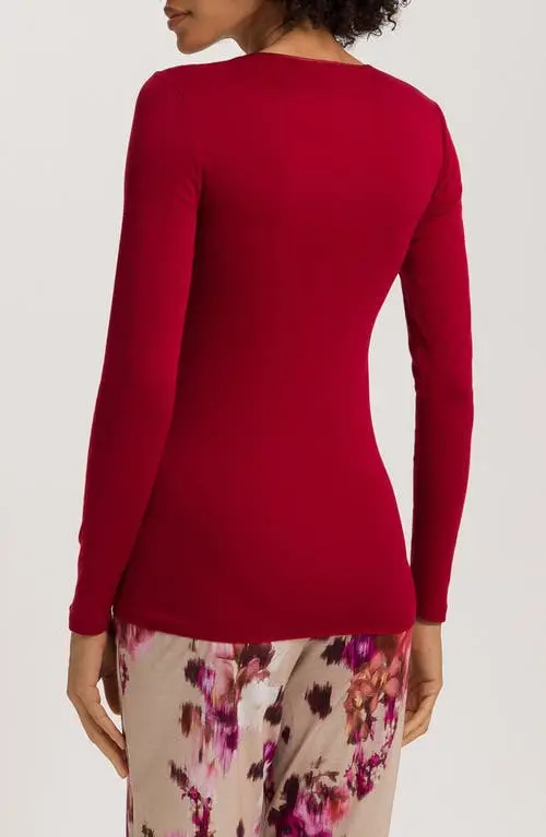 Hanro Seamless Long-sleeve Top - Red Dahlia