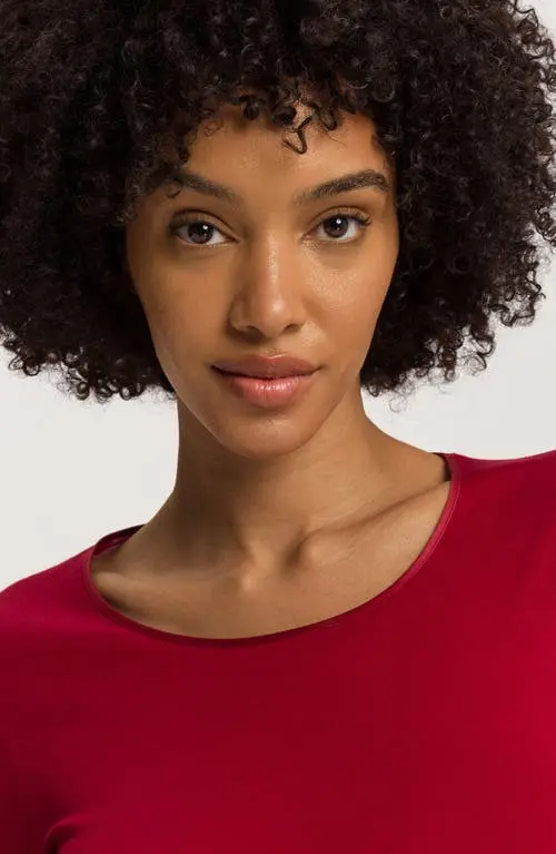 Hanro Seamless Long-sleeve Top - Red Dahlia