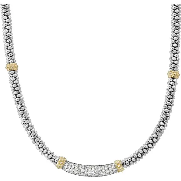 Lagos Lux Caviar Bar Necklace - Silver/diamond