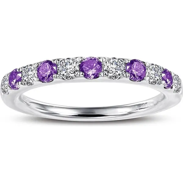 Lafonn Simulated Diamond And Gemstone Eternity Band Ring - February - Purple/silver