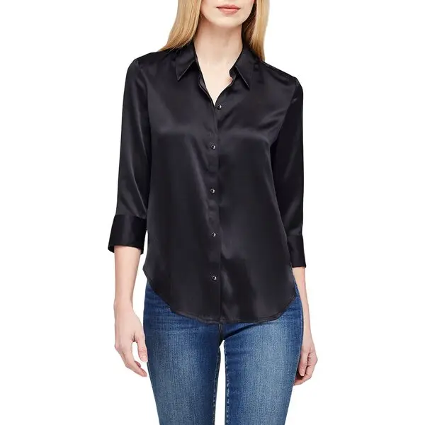 L'Agence Dani Silk Charmeuse Blouse - Black