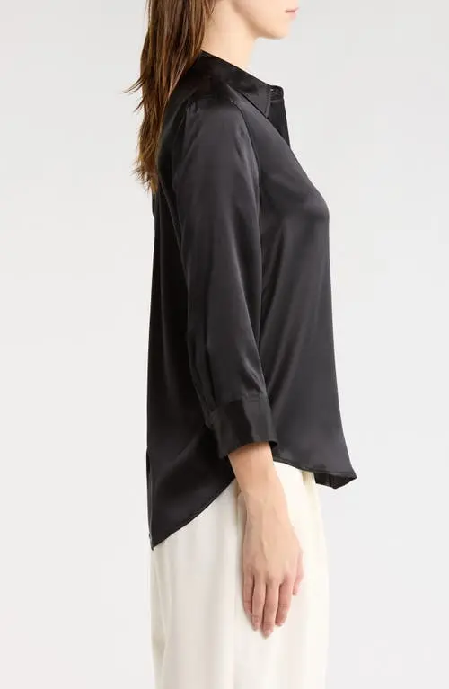 L'Agence Dani Silk Charmeuse Blouse - Black/black
