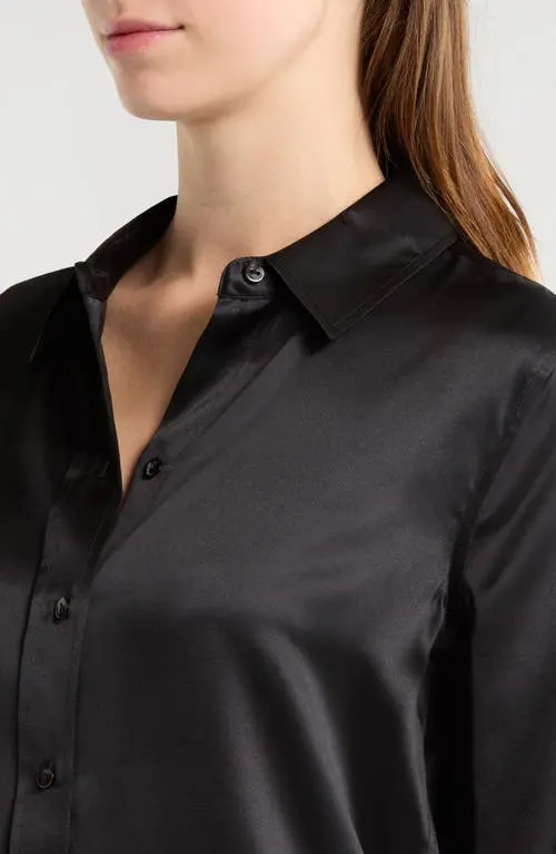 L'Agence Dani Silk Charmeuse Blouse - Black/black